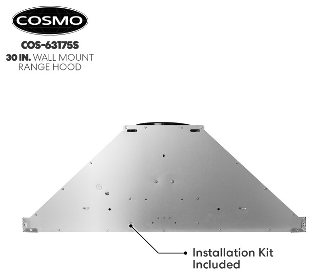 Cosmo 30 in. Ducted Wall Mount Range Hood in Stainless Steel, Permanent ...