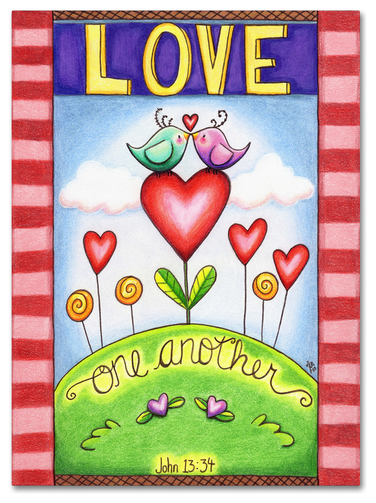 Jennifer Nilsson 'Love One Another (Birds)' Canvas Art, 47"x35 ...
