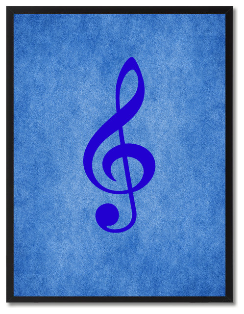 Treble Blue Print on Canvas with Picture Frame, 13"x17" - Contemporary ...
