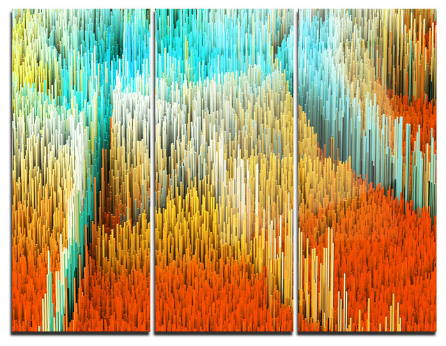 "Macro Render Structure Yellow Orange" Metal Wall Art, 3 Panels, 36"x28 ...