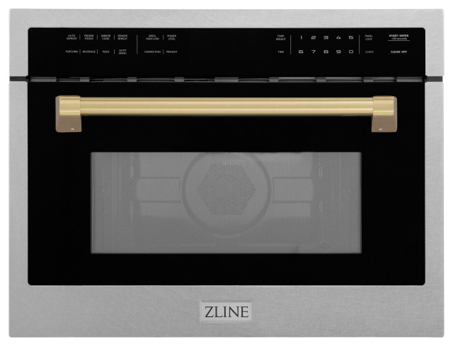 ZLINE 24" Microwave Oven, DuraSnow With Champagne Bronze MWOZ-24-SS-CB ...