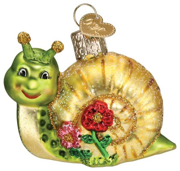 Old World Christmas Hanging Glass Tree Ornament, Smiley Snail ...
