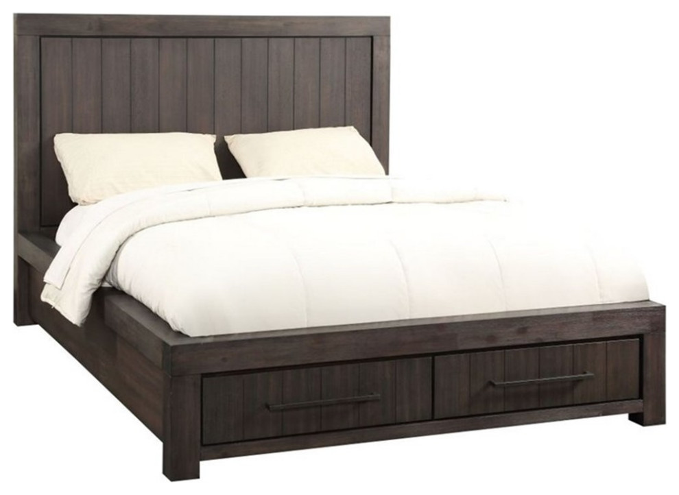 Modus Heath Queen Storage Panel Bed in Distressed Basalt Gray ...