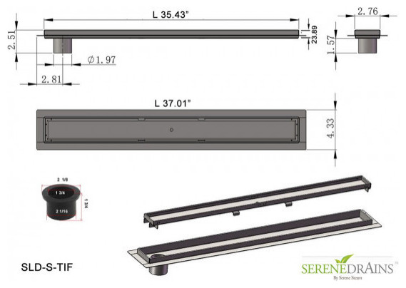 OffSet Outlet Tile Insert Linear Drains, Cast Iron Drain Base, Hair ...