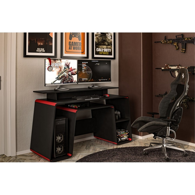 Urbanpro Modern Enigineered Wood Gaming Desk in Black - Contemporary ...