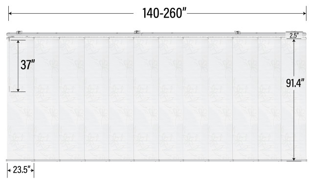Scattered 12-Panel Track Extendable Vertical Blinds 140-260"W, 91.4" H ...