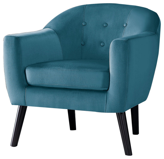 Fabric Upholstered Accent Chair with Stitching Details, Blue ...