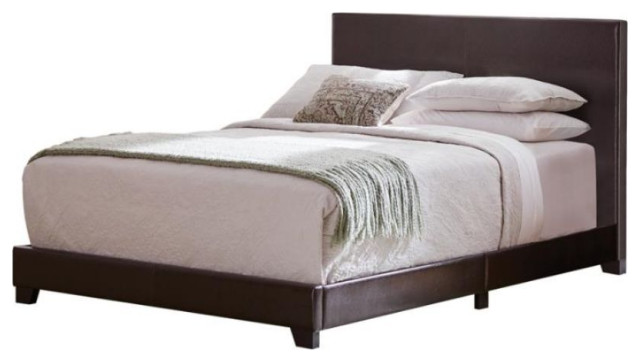 Leatherette Upholstered Bed, Brown, Full - Transitional - Panel Beds ...