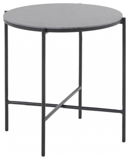 Modern Industrial Black Round Ceramic Side Table - Transitional - Side ...