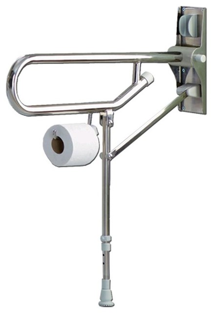 Fold-Up Support Grab Bar With Adjustable Leg, Stainless Steel - Grab ...