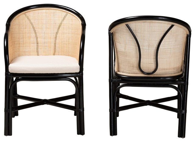 Torben Two-Tone Rattan Dining Chairs, Set of 2 - Tropical - Dining ...