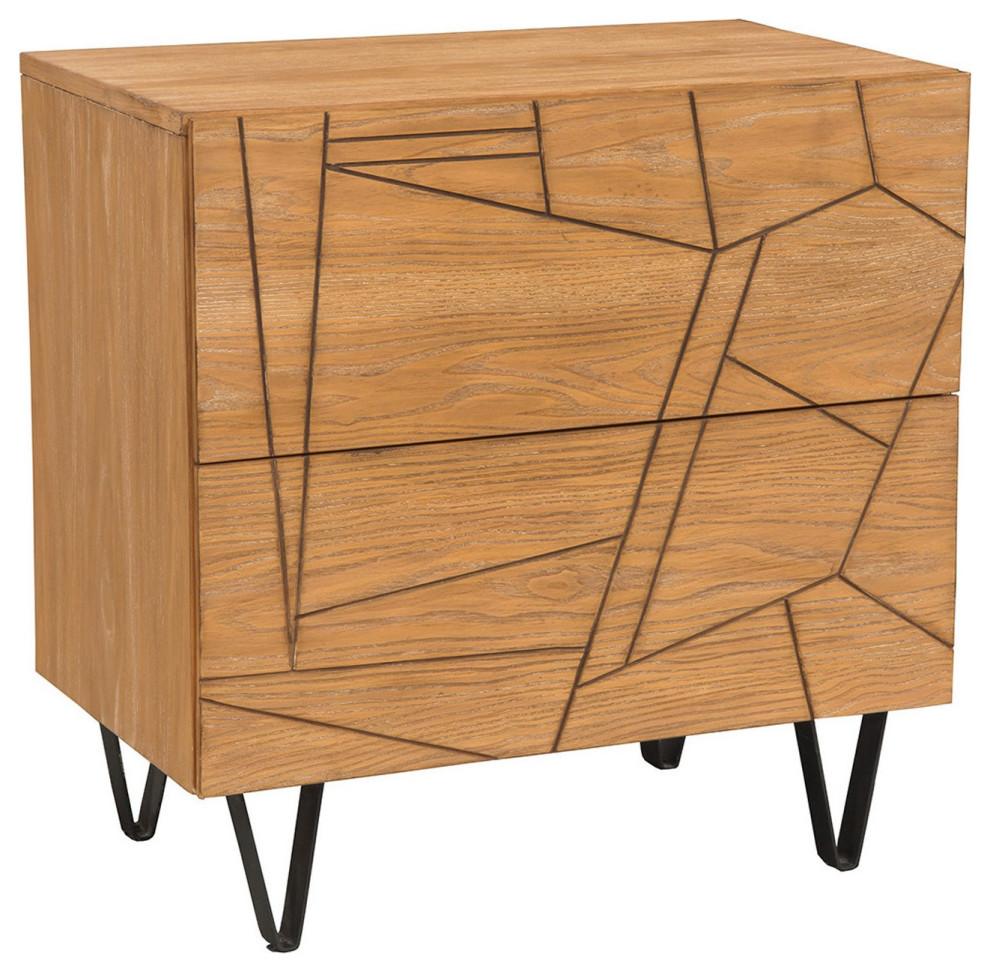 Natural Abstract 2 Drawer Nightstand - Midcentury - Nightstands And ...