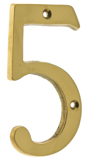 Genuine Solid Brass 4" House Number: #5 - Transitional - House Numbers ...