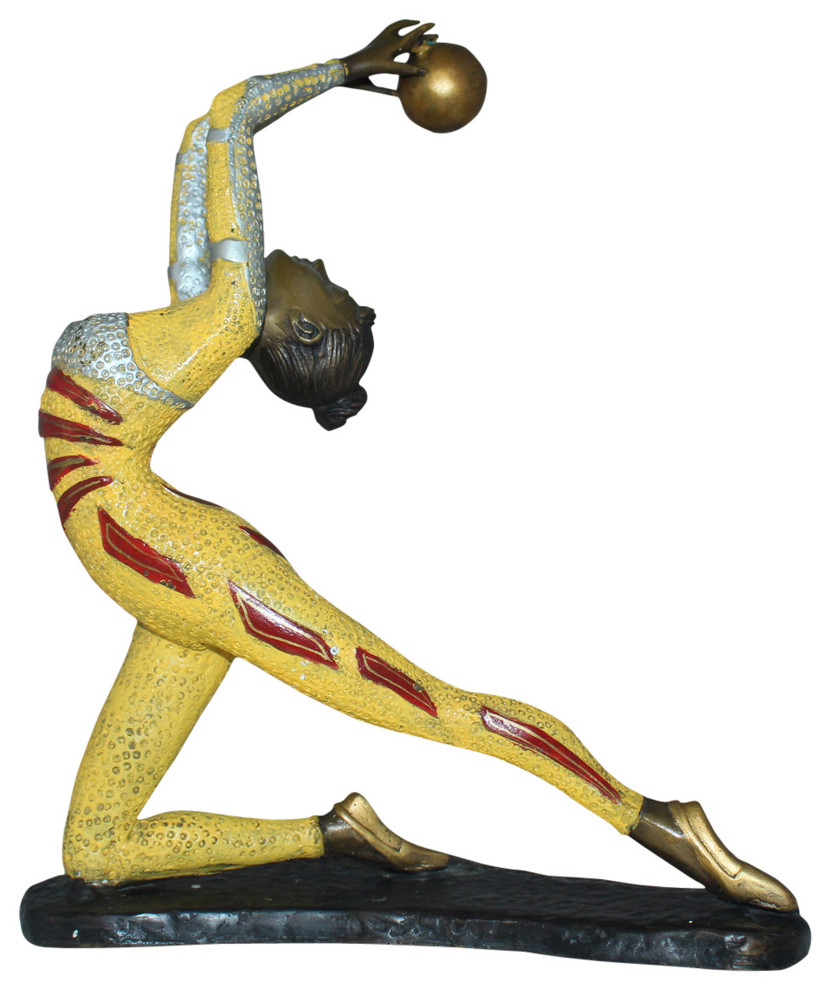 Ballet Dancer with a Ball Bronze Statue - Size: 12"L x 6"W x 14"H ...
