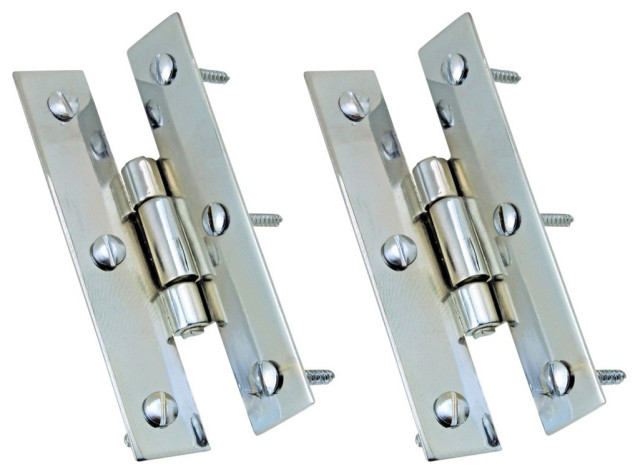 Cabinet Hinges H-Shape Brass Chrome Polished Hinges with Screws Pack of ...
