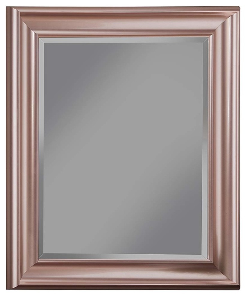 Polystyrene Framed Wall Mirror With Beveled Glass, Rose Gold ...