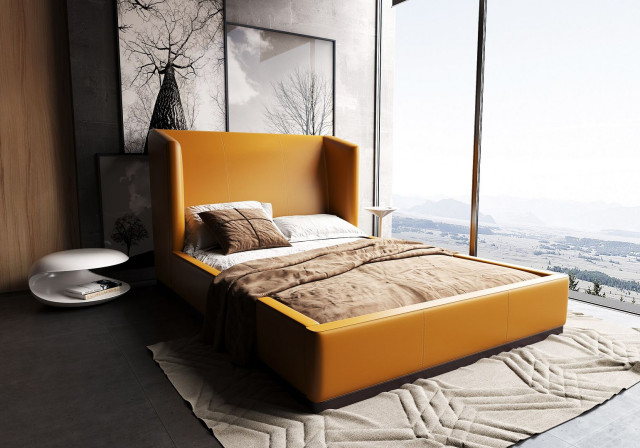 Manhattan Comfort Lenyx Upholstered Bed Frame, Queen - Contemporary ...
