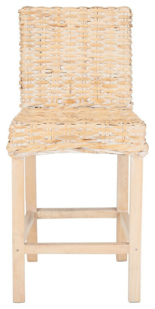 Kangee Rattan Counter Stool, Set of 2, Natural White Wash - Tropical ...