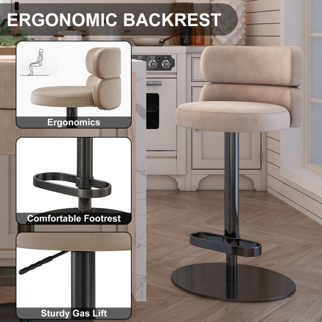 Modern Bar Stool Single Counter High Stool Height Adjustable Swivel ...