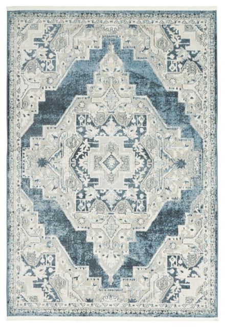 Nourison Carina Blue/Grey Area Rug, 5'3"x7'3" - Mediterranean - Area ...