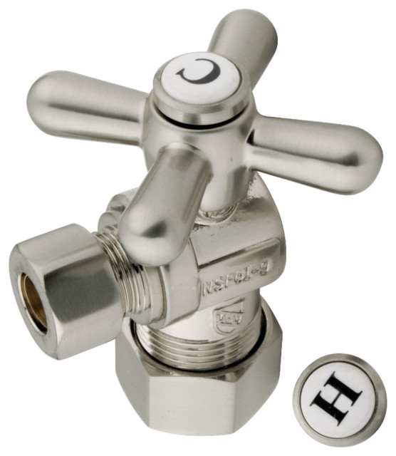 Kingston Brass 5/8" X 3/8" OD Comp Angle Stop With Handle - Bathroom ...