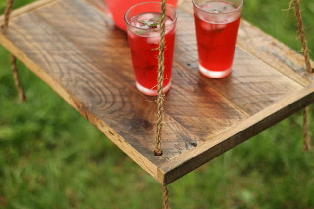 Rope Suspended Outdoor Table - Farmhouse - Outdoor Side Tables - by ...
