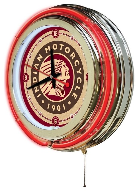 Indian Motorcycle Neon Clock - Southwestern - Wall Clocks - by Holland ...