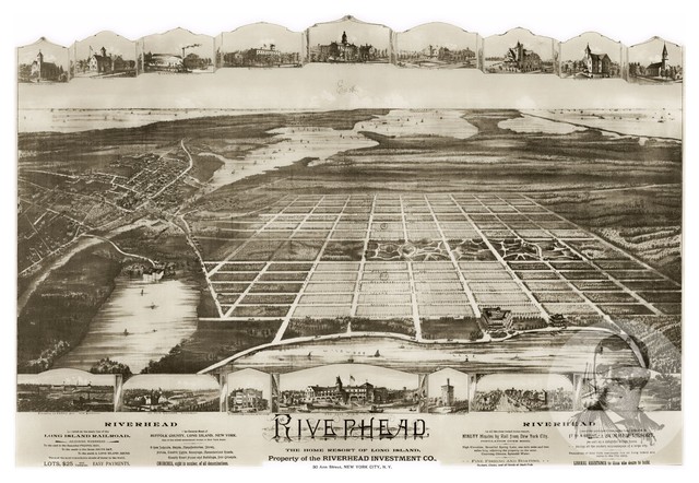 Historic Riverhead, NY Map 1890, Vintage New York Art Print Decor, 24 ...