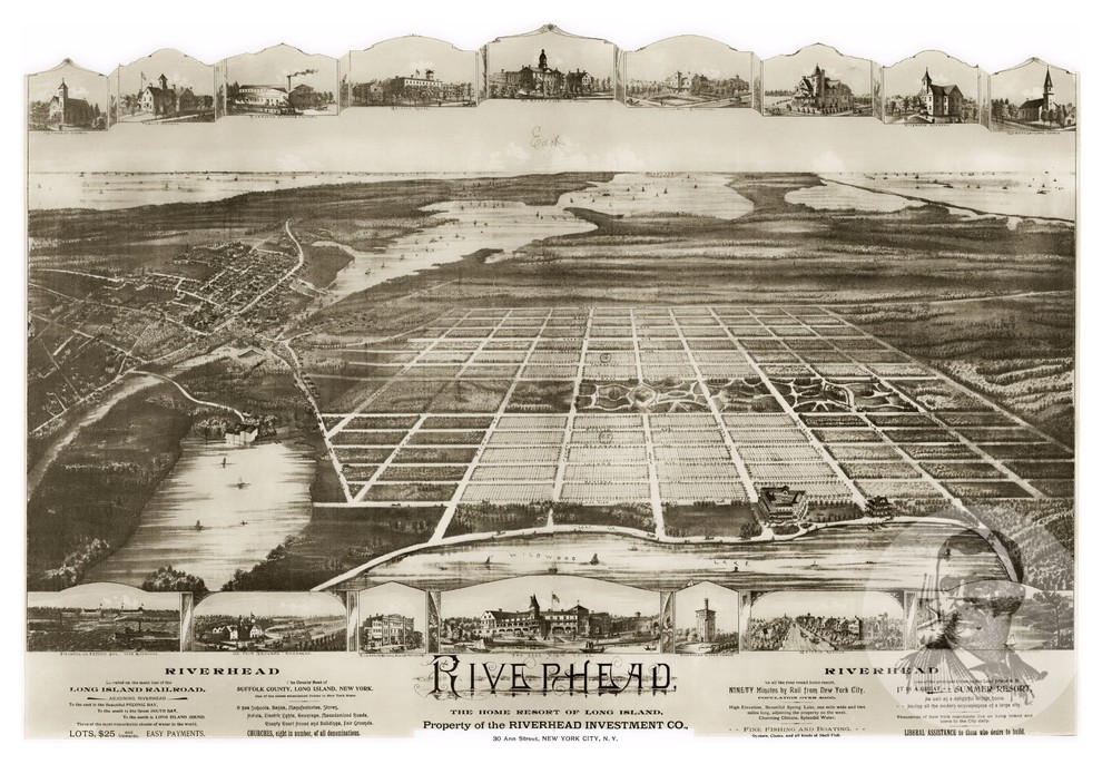 Historic Riverhead, NY Map 1890, Vintage New York Art Print Decor, 24 ...
