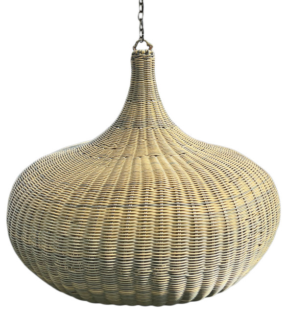 Outdoor Faux Rattan Gourd Pendant Small - Tropical - Pendant Lighting ...