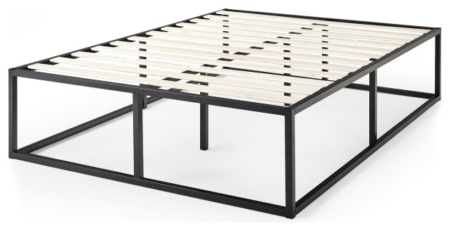 Modern Platform Bed, Tall Minimalist Design With Wooden Slats Support ...