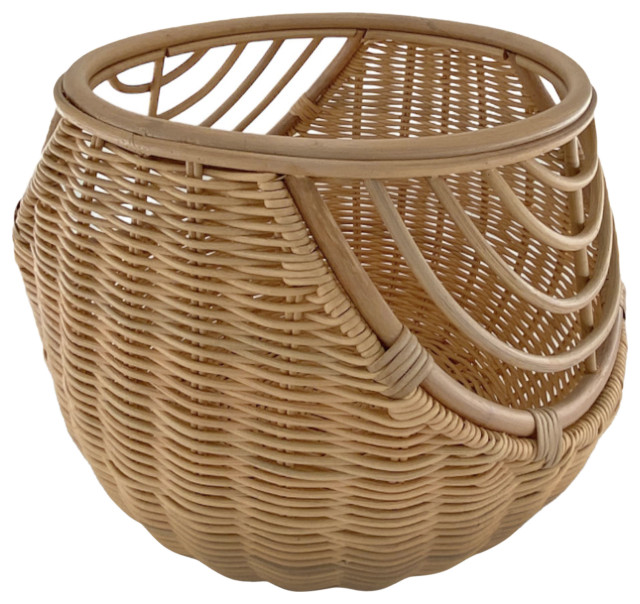 Spider Round Wicker Decorative Storage Basket, Natural - Beach Style ...