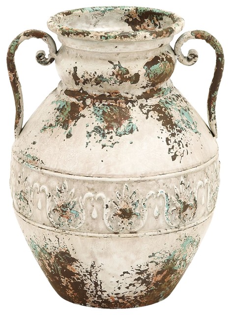 Victorian Rustic Finish Beige Cream Aged Style Vase Accent Home Decor ...