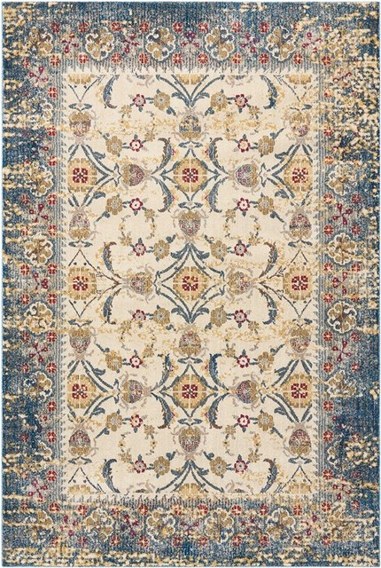 Nourison Covina Ivory/Blue Area Rug 2'2"x7'6", 9'3"X12'9 ...