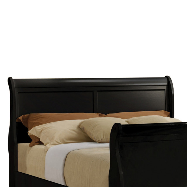 Transitional Wooden Full Size Bed with Panel Head and Footboard, Black ...