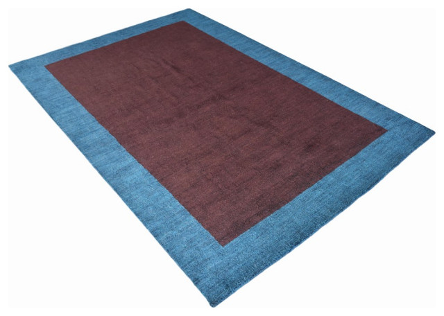 Hand Knotted Loom Silk Mix Area Rugs Contemporary Brown Blue ...
