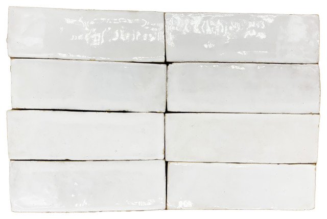 Moroccan Handmade 2x6 Solid Color Zellige Tile, White - Midcentury ...