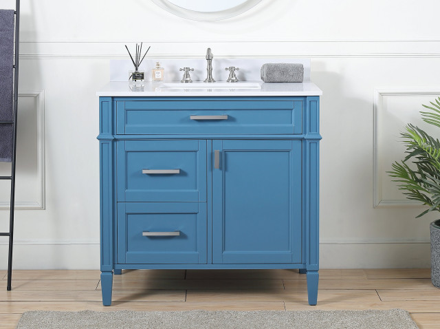 36" Tennant Brand Durand Modern Teal Blue Bathroom Sink Vanity ...