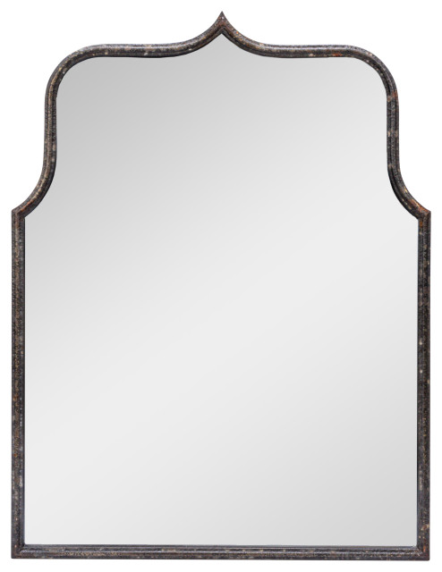 Modern Farmhouse Floor Length Metal Framed Wall Mirror, Distressed ...