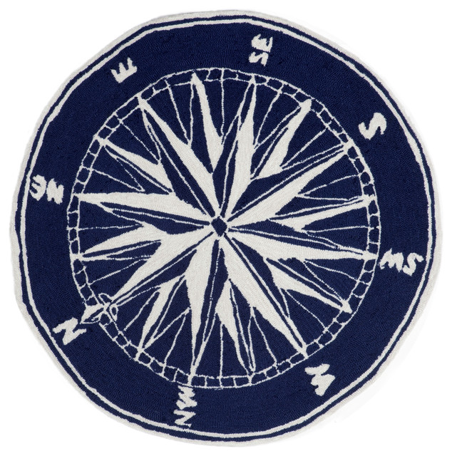 Frontporch Compass Indoor/Outdoor Rug, 3' Round - Beach Style - Outdoor ...