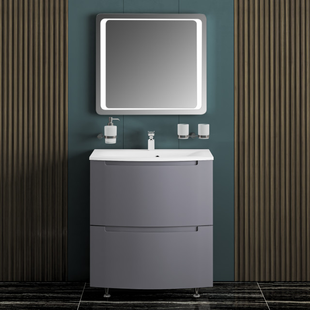 Bathroom Vanity Delux Gray Matte Mirror 24", 24"-Omega mirror 24 ...
