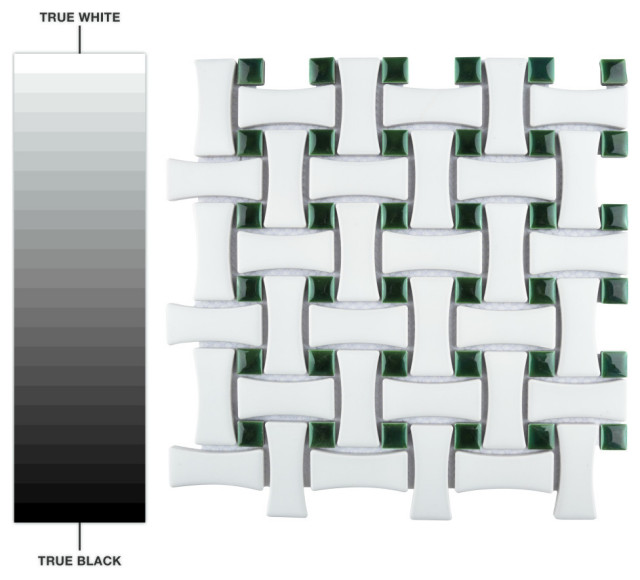 Metro Ion Dog Bone Basketweave Emerald Dot Porcelain Floor and Wall ...