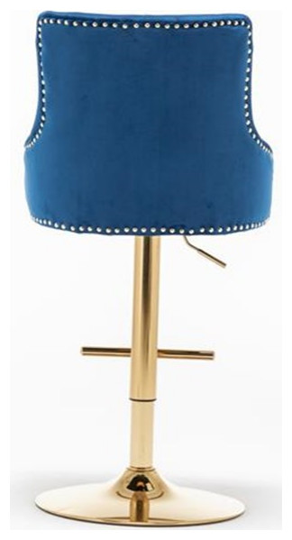 Brightcast 2-piece Velvet Tufted Gold Bar Stools in Blue - Contemporary ...