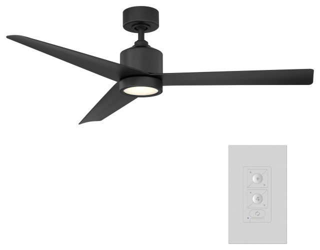 Lotus 3-Blade Smart Ceiling Fan 54in Matte Black, 3000K LED Kit ...
