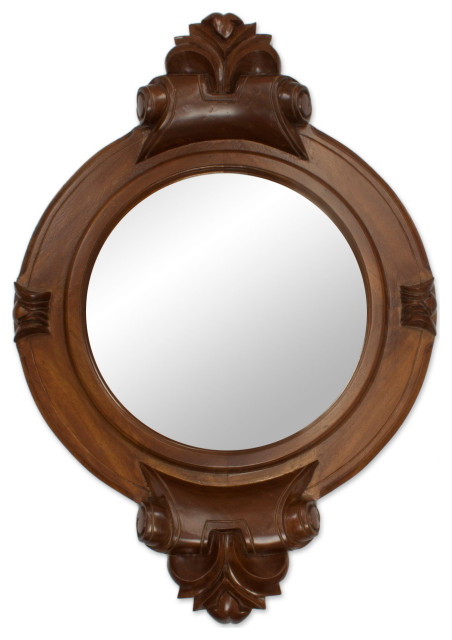 Novica Handmade Colonial Mansion Parota Wood Wall Mirror - Contemporary ...