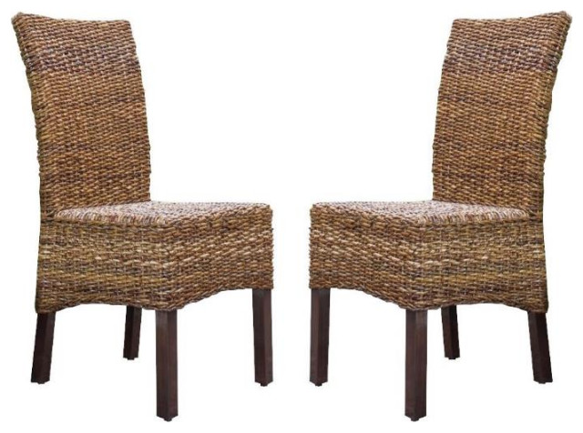 Home Square 2 Piece Arizona Woven Abaca Dining Chair Set in Brown ...
