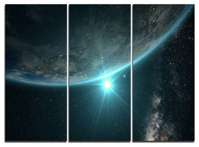 "Sunrise in Earth from Space" Metal Wall Art, 3 Panels, 36"x28", 36"x28 ...