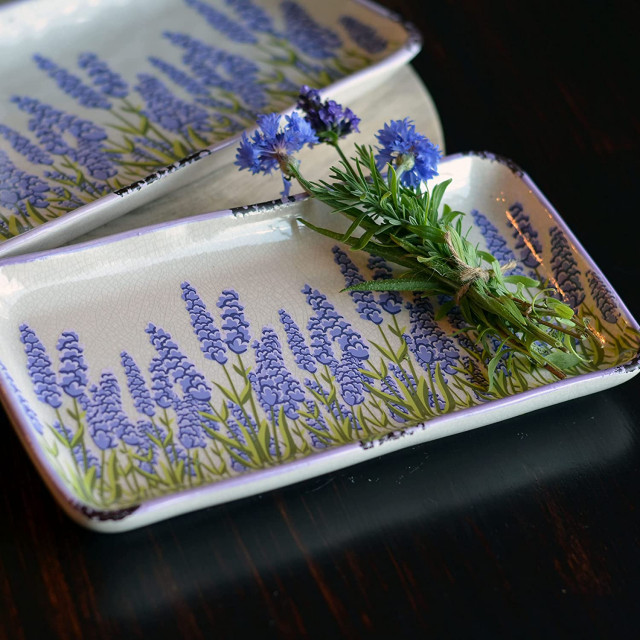 2 Piece Lavender Themed Tray Set, 1 1/4 L x 6 W x 14 1/4 H inches ...