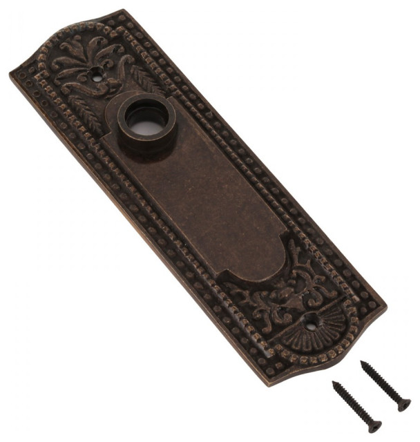 Door Back Plate Antique Brass Beaded Without Keyhole 7 1/4" H ...
