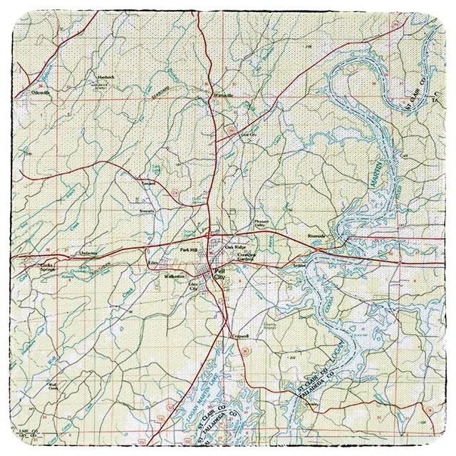 Logan Martin Lake, AL Nautical Map Coaster - 3 Sets of 4 (12 Total) Set ...